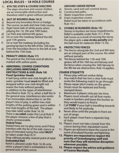 Local Rules – Bramshott Hill Golf Club